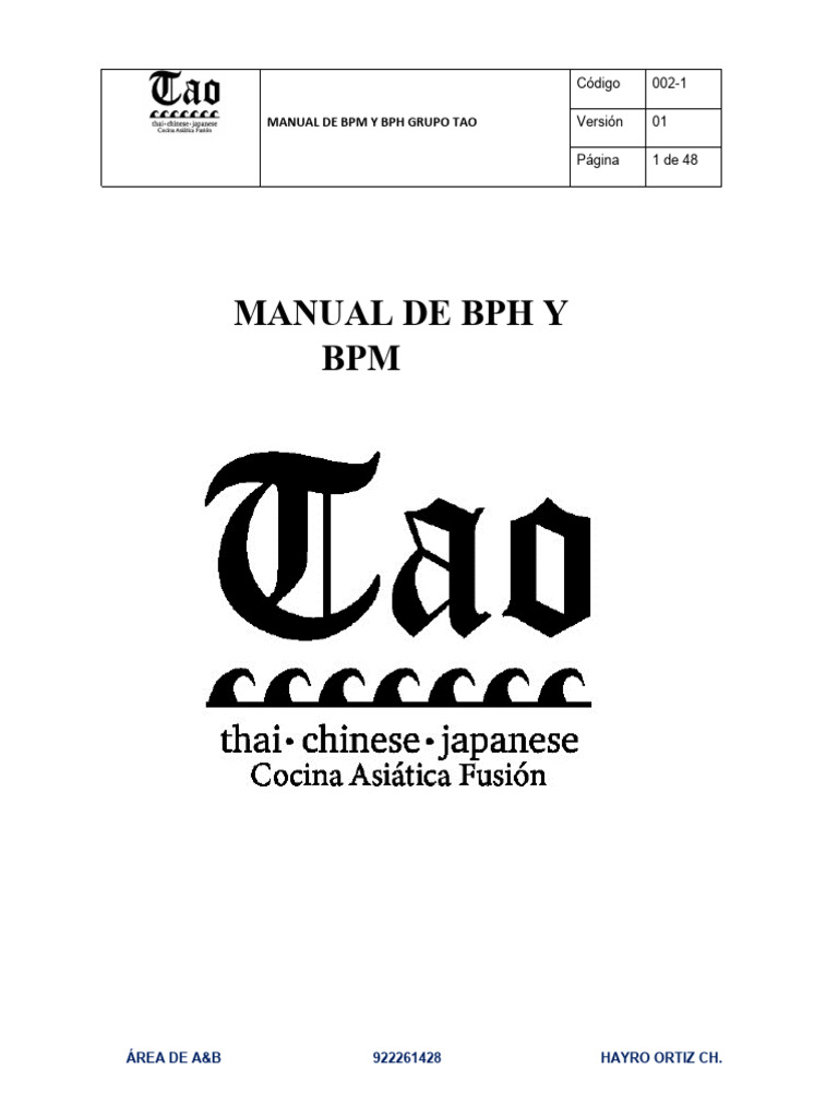 Manual de BPH-BPM Grupo Tao 2 | PDF | Carne | Alimentos