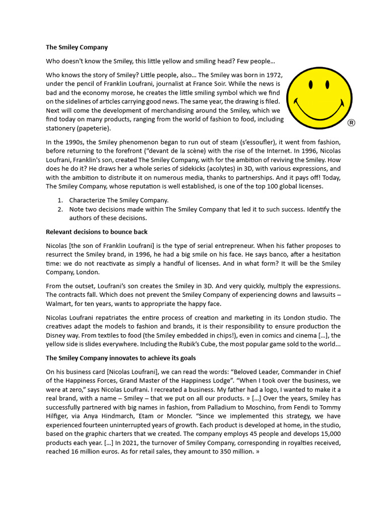 The Smiley Company Exercices - Student | PDF | Business