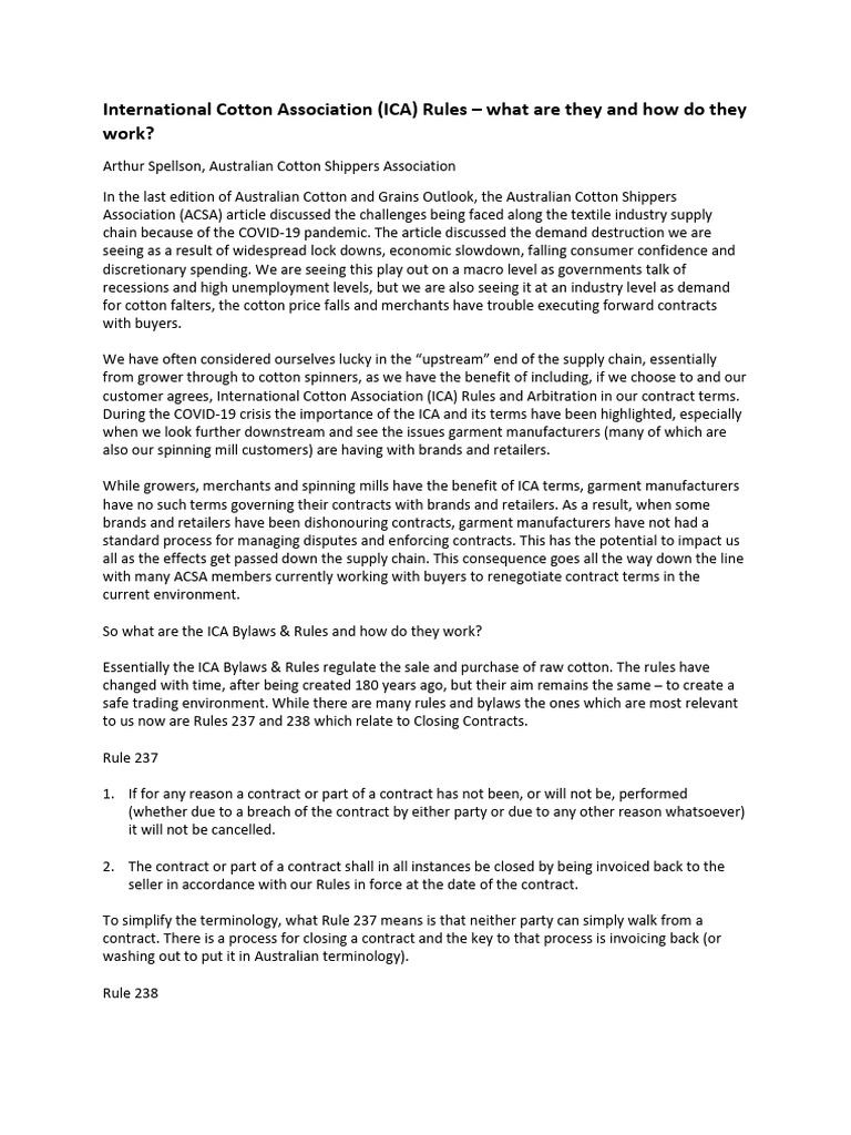 Understanding ICA Rules for Cotton Contracts | PDF | Prices | Invoice