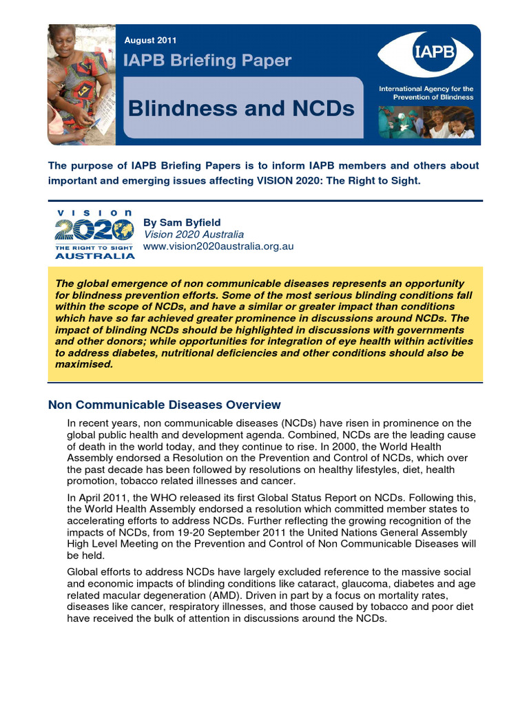 Blindness and The NCDs BP | PDF | Non Communicable Disease | Visual Impairment