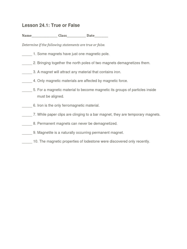 Magnet Grade 5 WS | PDF | Magnetism | Magnet