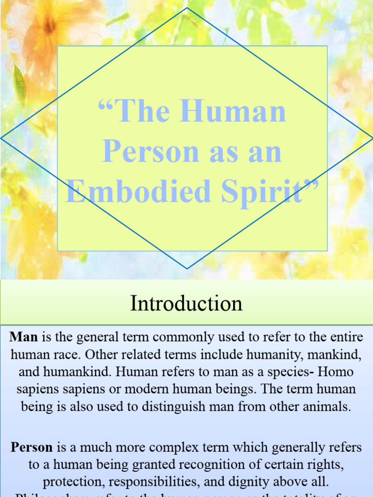 The Human Person As An Embodied Spirit | PDF | Human | Awareness