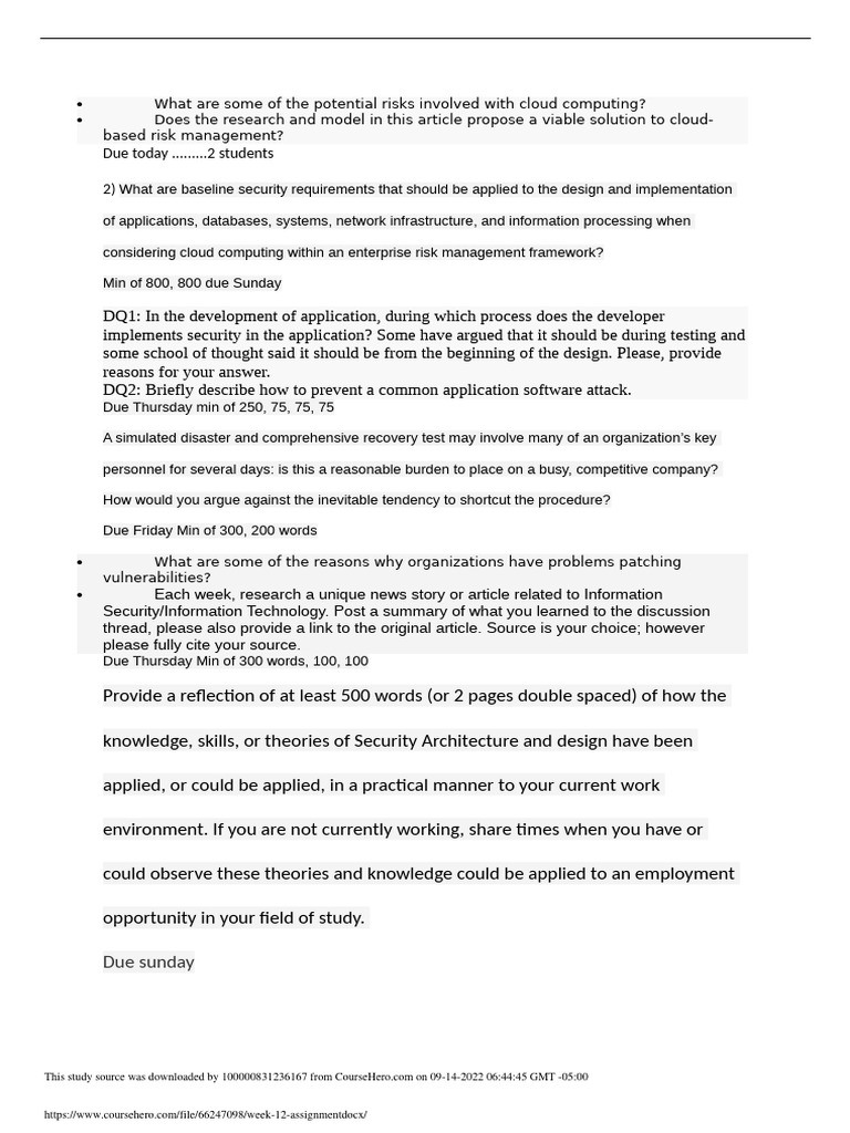 Week 12 Assignment.docx | PDF | Computer Security | Security