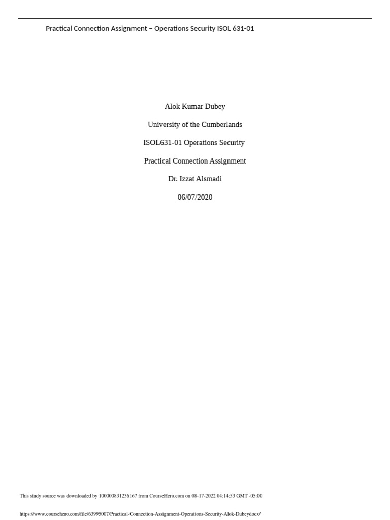 Practical Connection Assignment Operations Security Alok Dubey | PDF ...