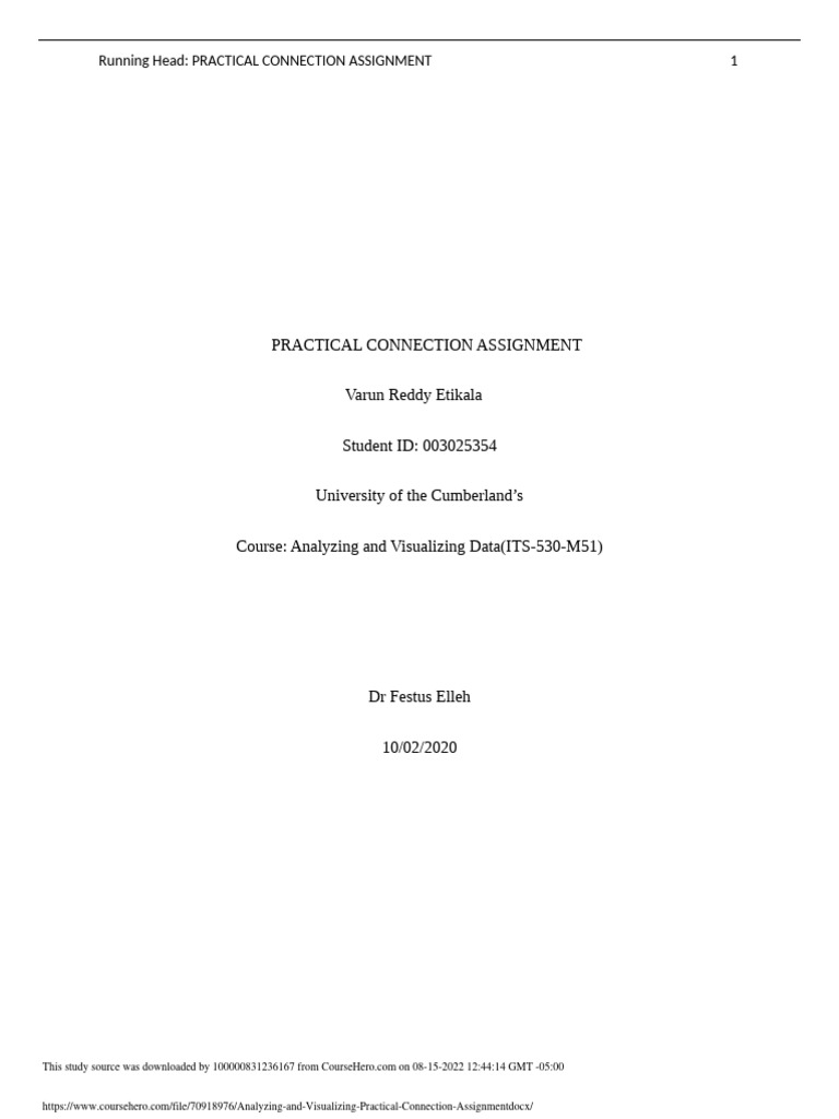 Analyzing and Visualizing Practical Connection Assignment | PDF | Data ...