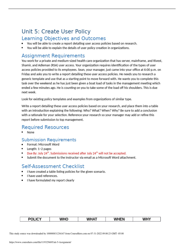 Unit 5 Assignment | PDF | User (Computing) | Password