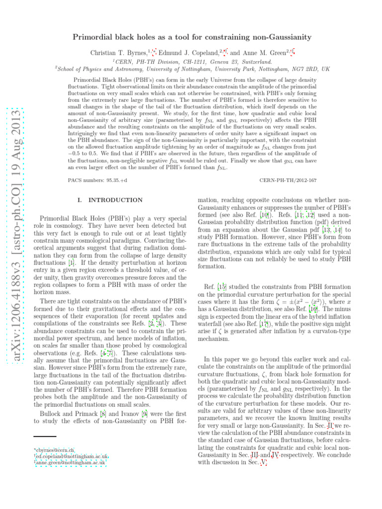 Primordial Black Holes As A Tool For Constraining Non-Gaussianity | PDF | Inflation (Cosmology ...