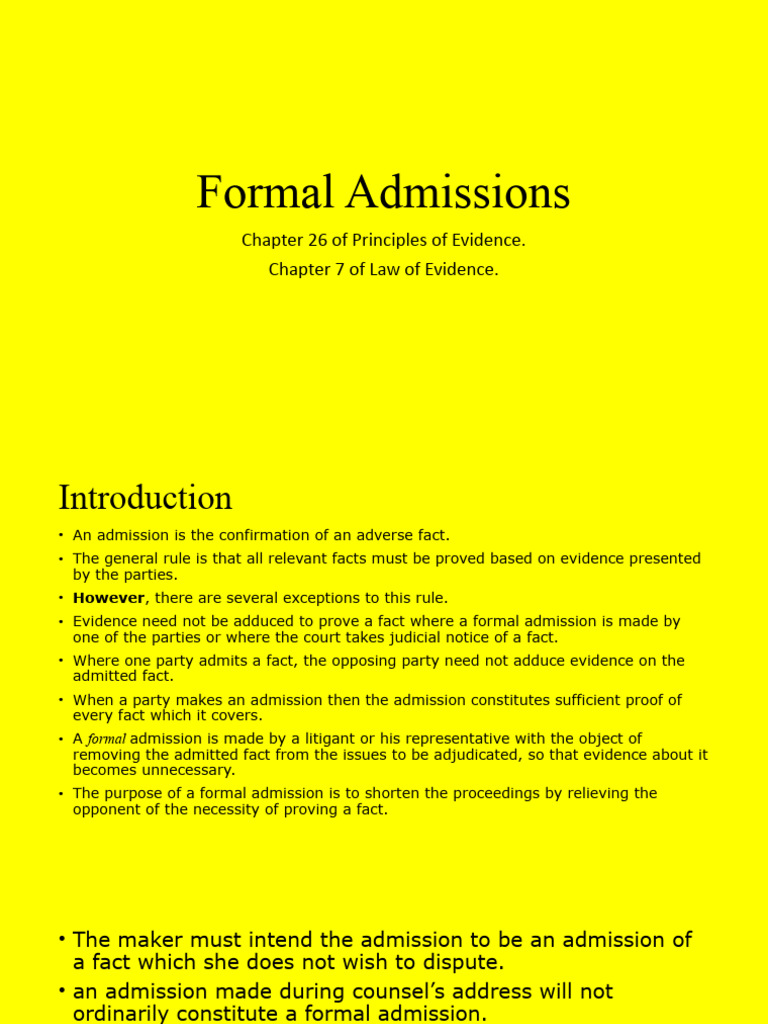 4 Formal Admissions 2 | PDF | Evidence (Law) | Separation Of Powers