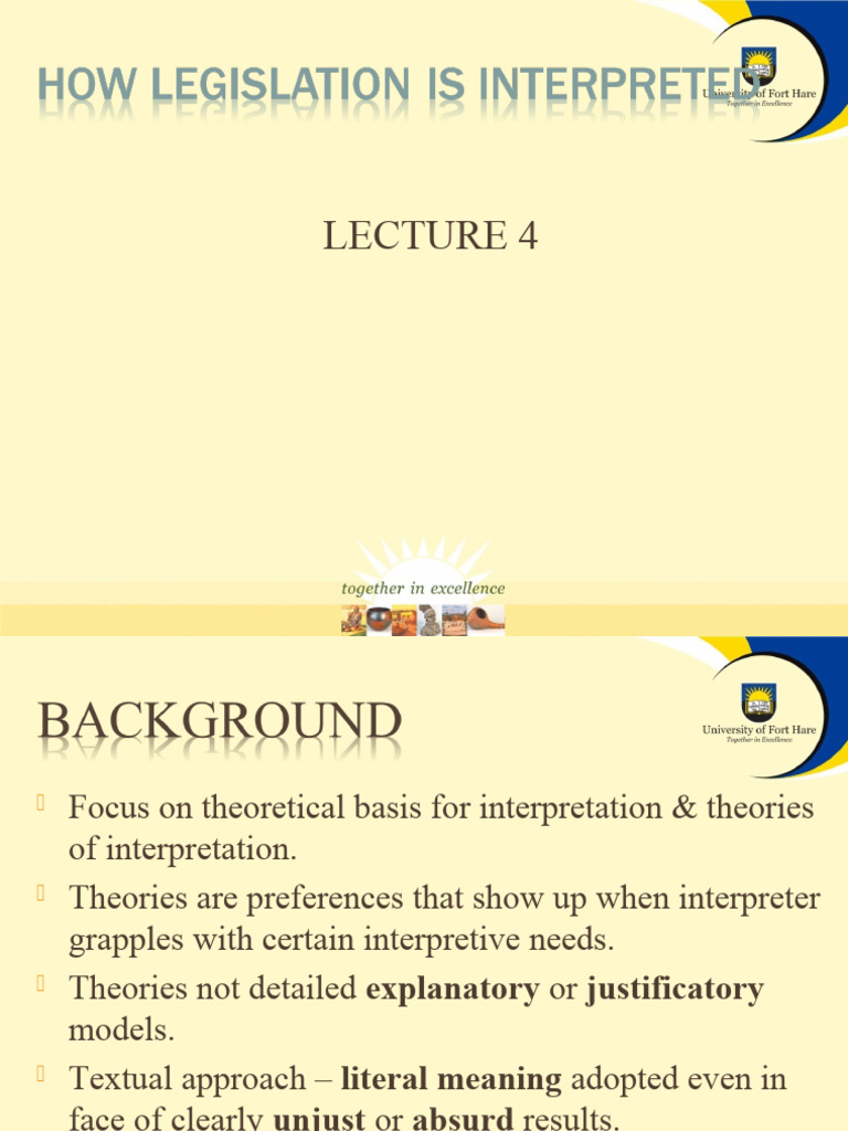 Lecture 5.1a HOW LEGISLATION Is INTERPRETED Textual Approach - Correct ...