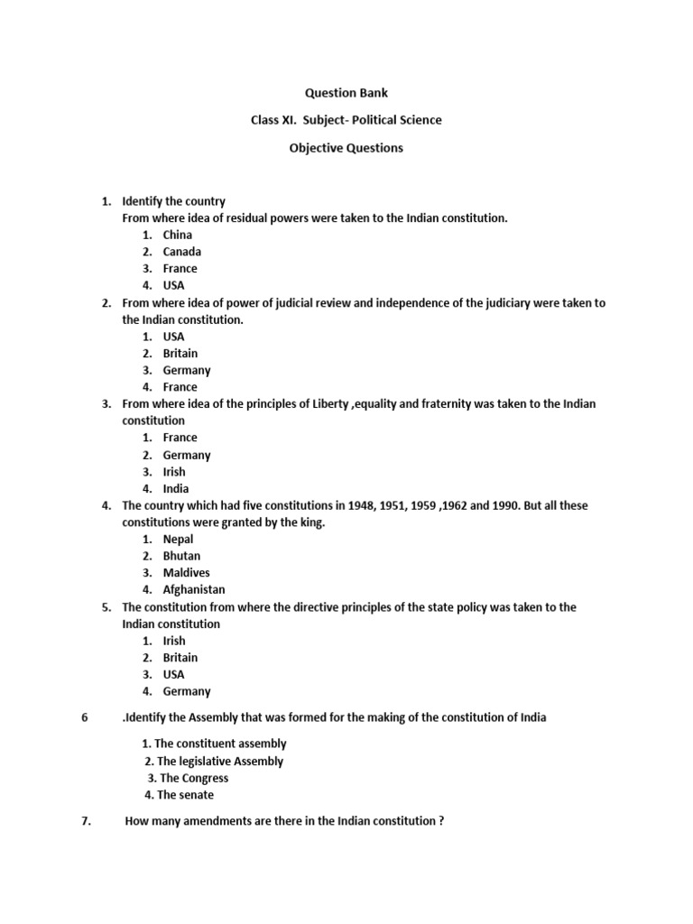 Class XI Political Science Quiz | PDF | Supreme Courts | Supreme Court ...
