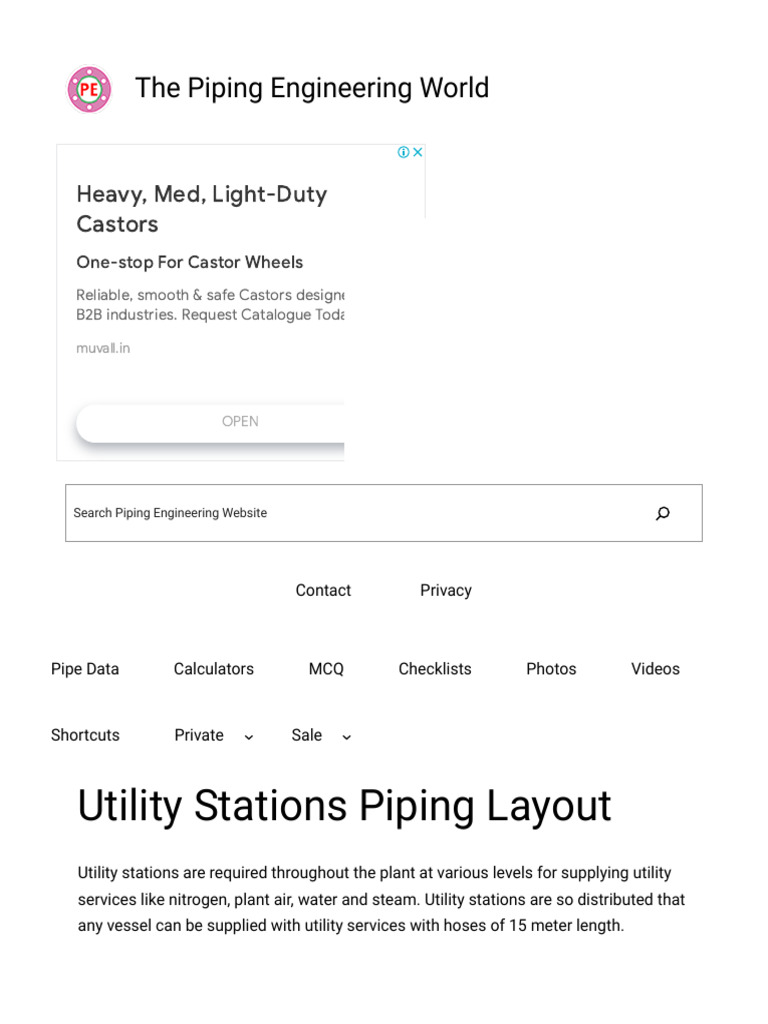 Utility Stations Piping Layout - The Piping Engineering World | PDF ...