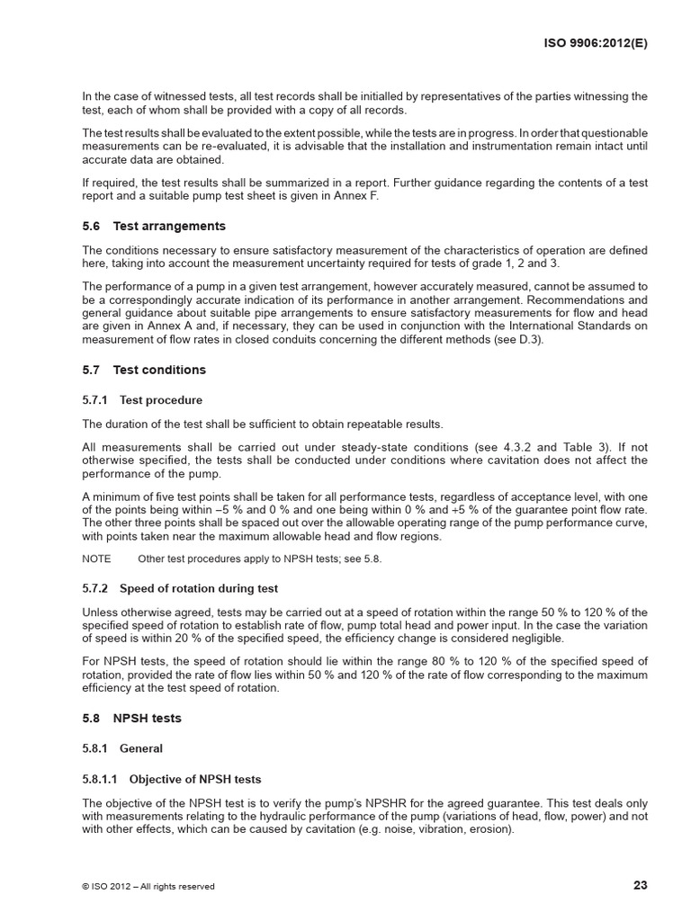 Pages From ISO 9906 (2012) - NPSH Test | PDF | Valve | Pump