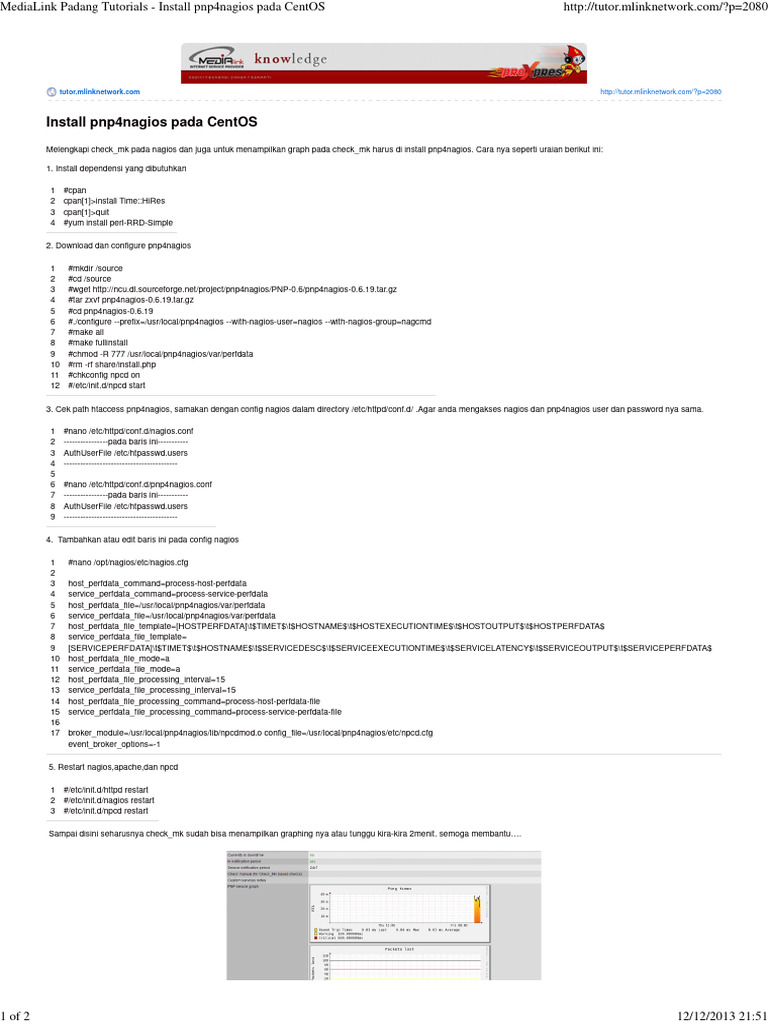 MediaLink Padang Tutorials - Install Pnp4nagios Pada CentOS | PDF | Komputer | Teknologi & Rekayasa
