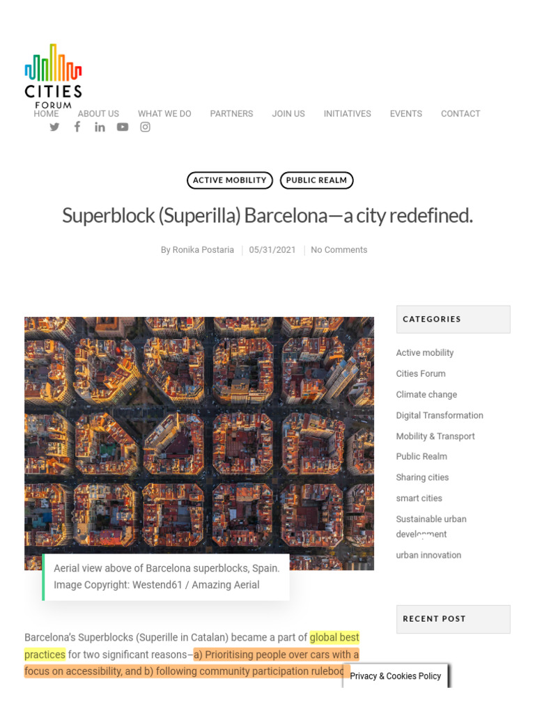 Superblock (Superilla) Barcelona—a city redefined. Public Realm | PDF | Transport | Urban Planning