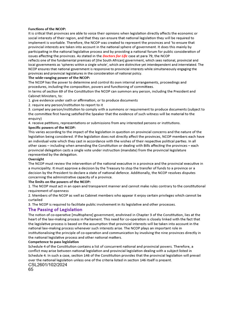 Functions of The NCOP | PDF | Bill (Law) | United States House Of ...