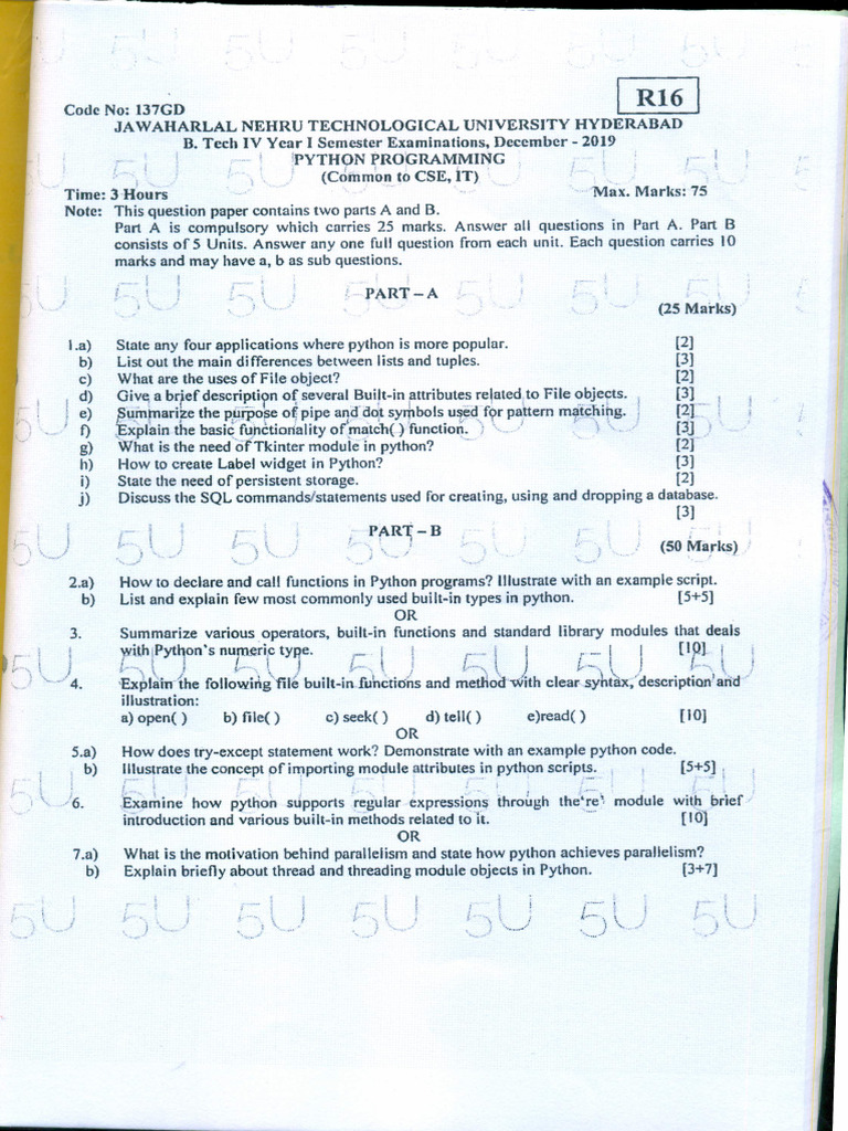 Iv-I Cse, It (R16) Python Programming | PDF