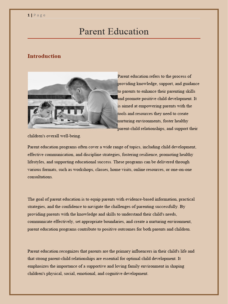 Parent Education | PDF | Parenting | Socioeconomic Status