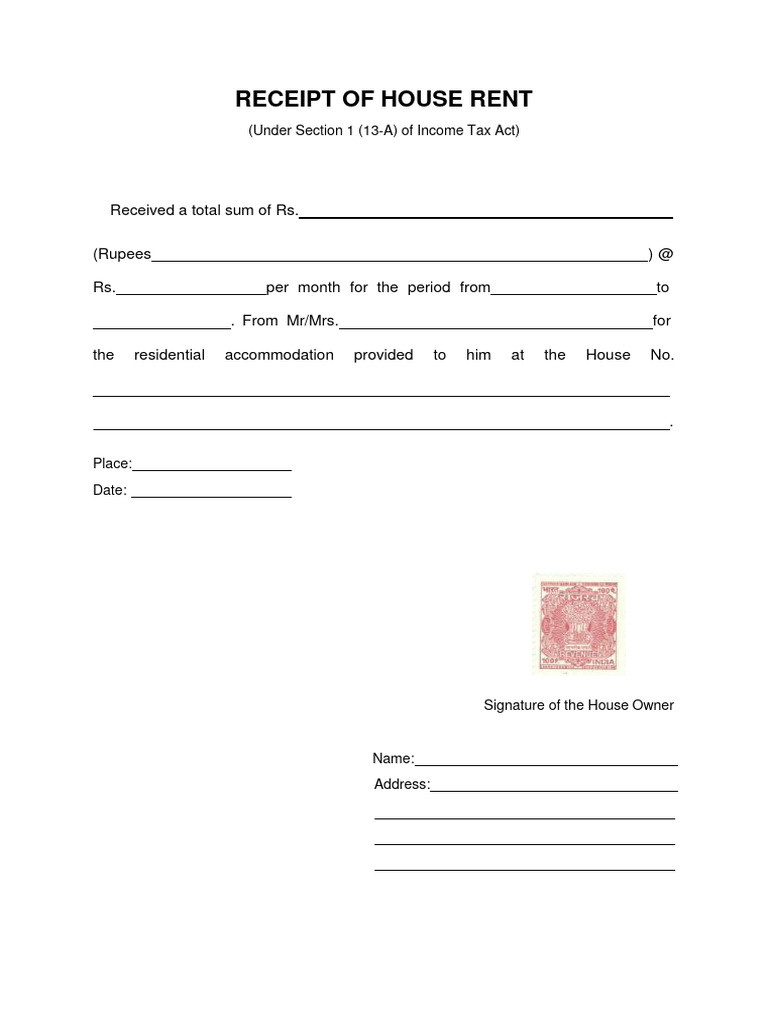 House Rent Receipt for Tax Purposes | PDF