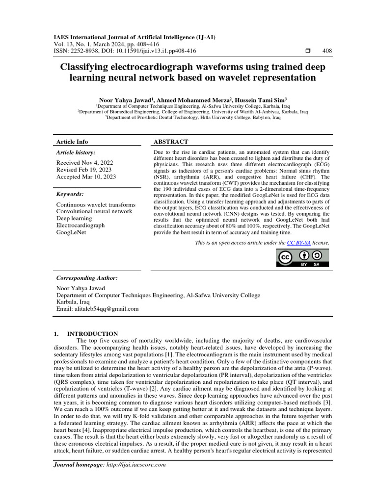 Classifying Electrocardiograph Waveforms Using Trained Deep Learning Neural Network Based On