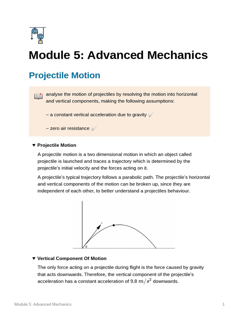 Module 5 Advanced Mechanics | PDF | Force | Acceleration