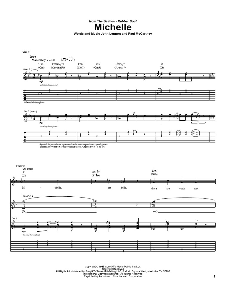 Beatles - Michelle | PDF | The Beatles Songs | British Music