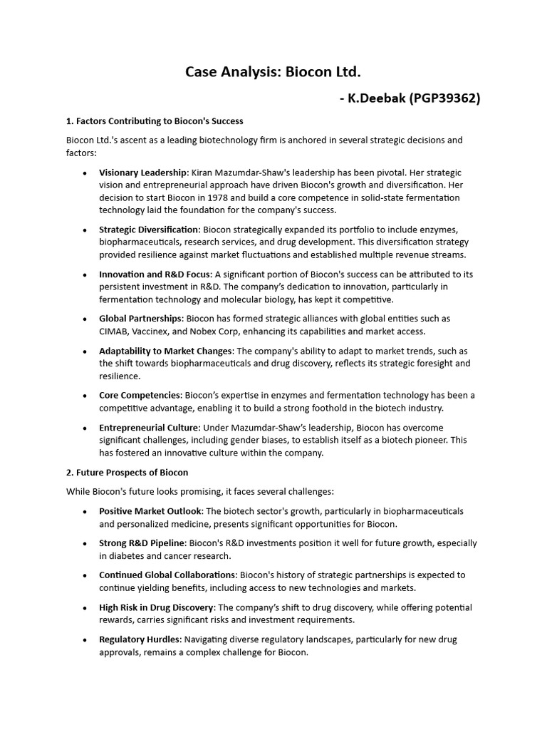 Biocon PGP39362 | PDF | Innovation | Research And Development