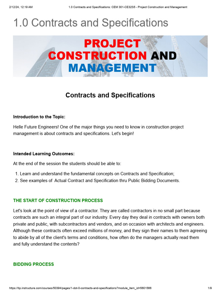 Module 1 | PDF | General Contractor | Construction Bidding