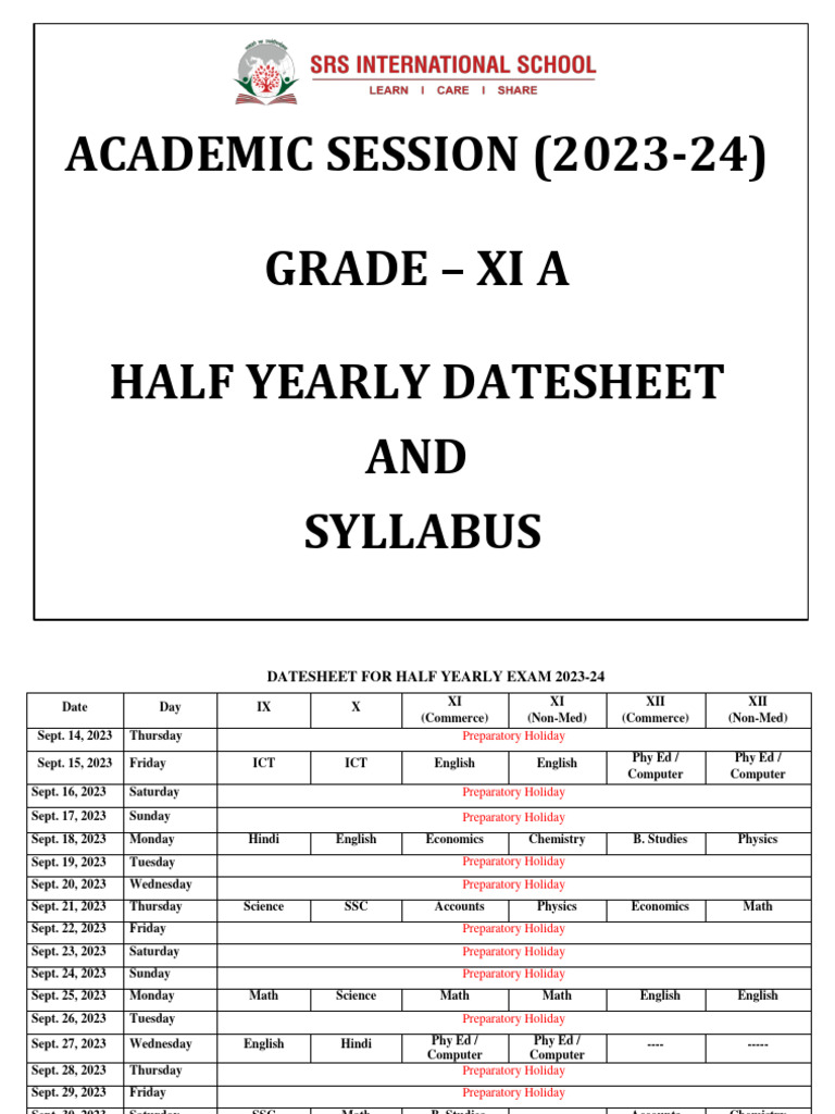 GRADE - 11 - A - TERM - 1 - HY - DATESHEET AND SYLLABUS - 21.08.2023 ...