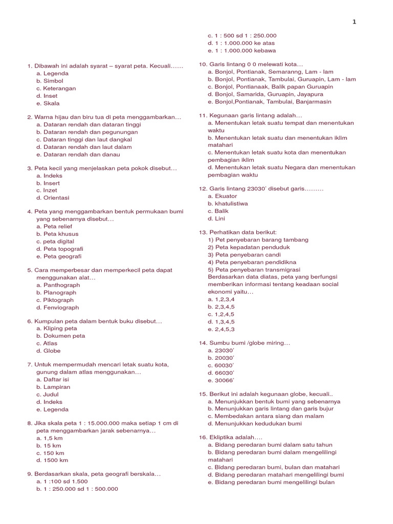 Contoh Soal Olimpiade IPS Tingkat SMP | PDF | Sains & Matematika