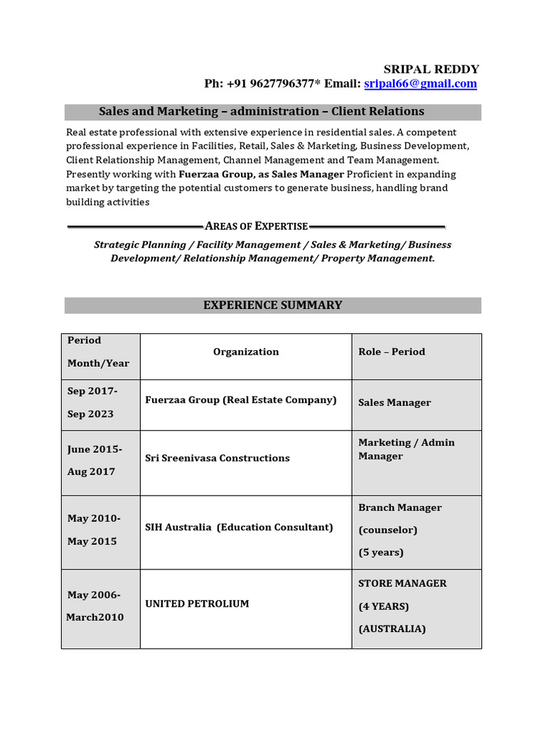 Resumes 4 Real estate | PDF | Sales | Marketing