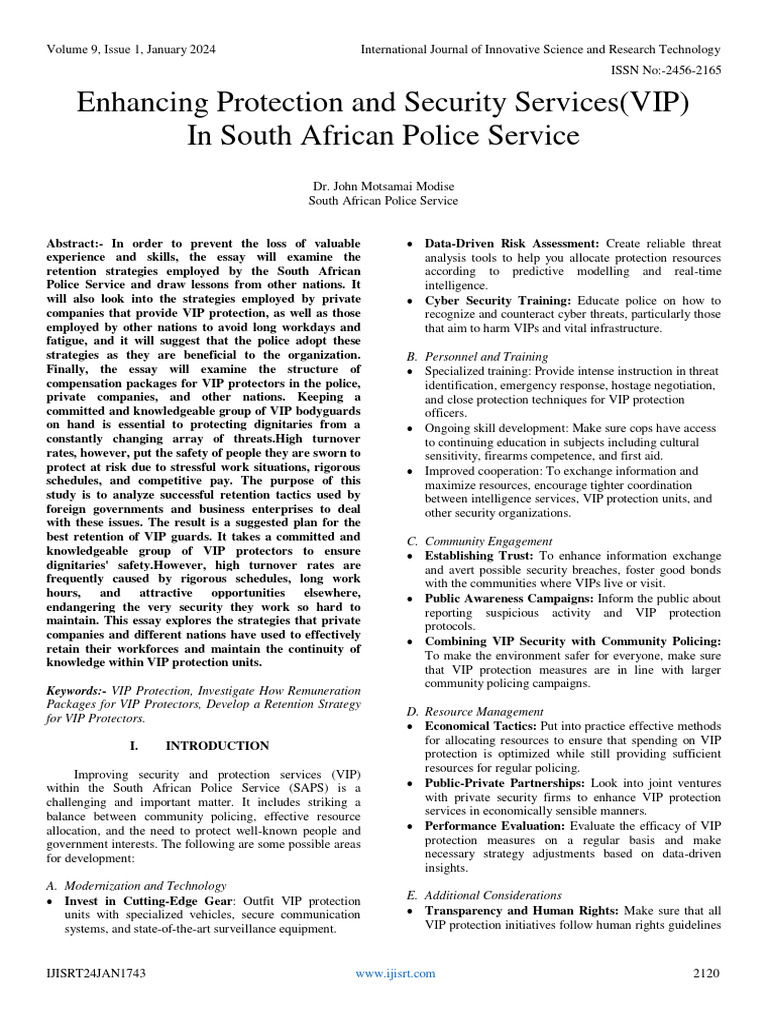 Enhancing Protection and Security Services (VIP) in South African ...