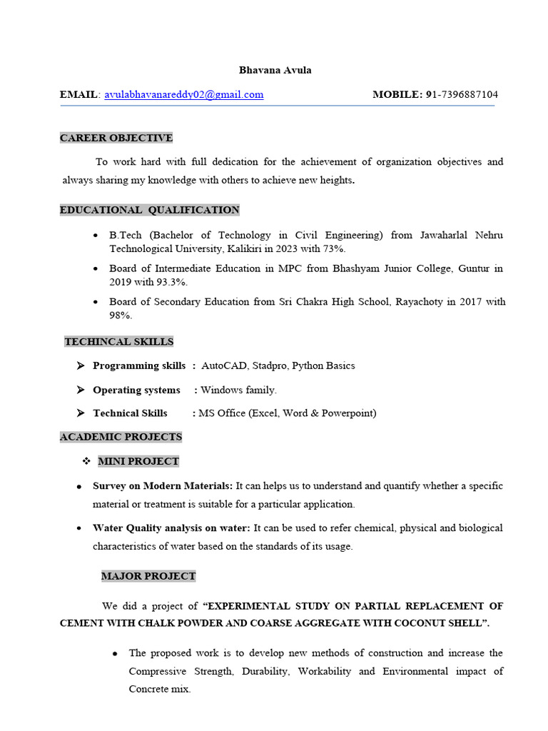 Resume Bhavana Avula Pdf