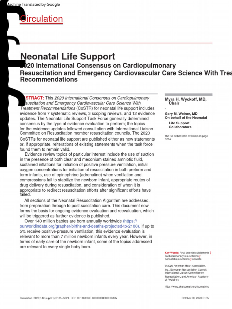 2020 Neonatal Resuscitation Guidelines | PDF | Cardiopulmonary Resuscitation | Preterm Birth