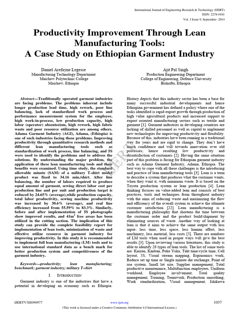 Productivity Improvement Through Lean Manufacturing Tools | PDF | Lean ...