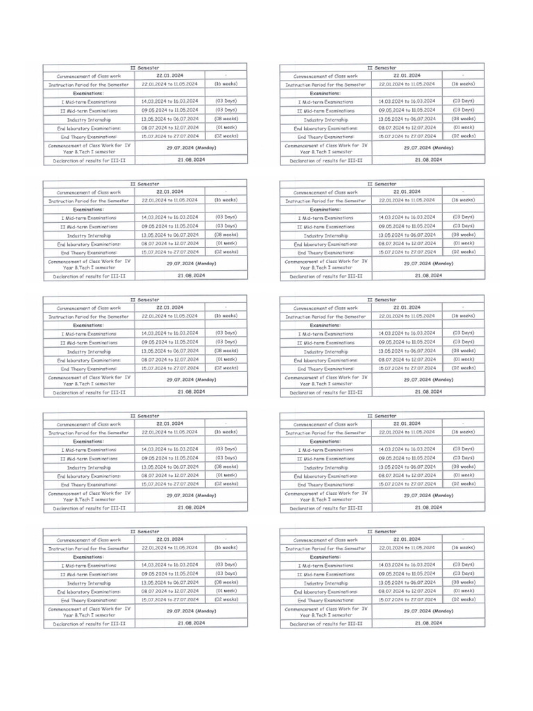 Iii-Ii Sem Academic Calendar | PDF