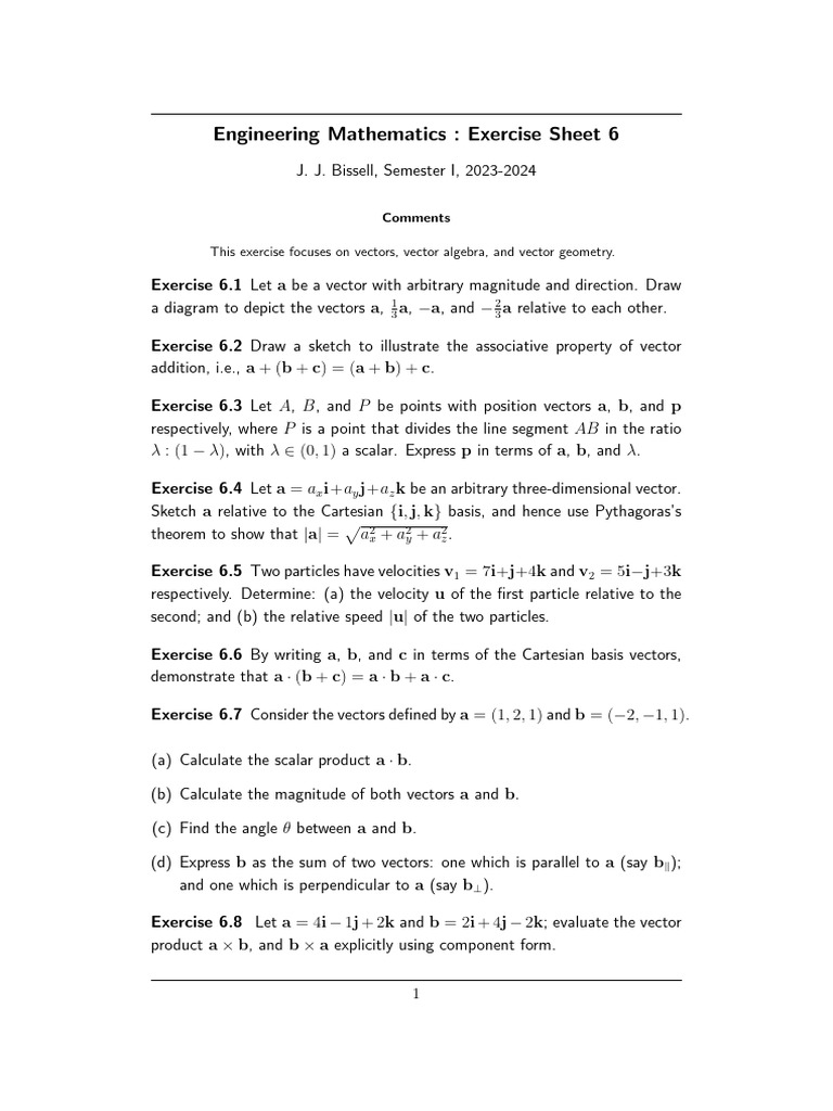 Exercise Sheet 06 | PDF | Euclidean Vector | Classical Geometry