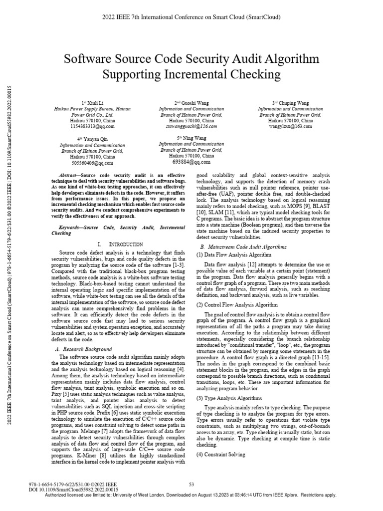 Software Source Code Security Audit Algorithm Supporting Incremental Checking | Download Free ...