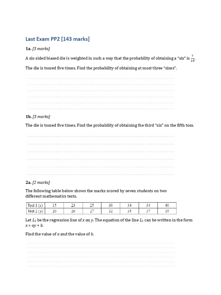 Last Exam PP2 | PDF | Physics | Statistical Analysis