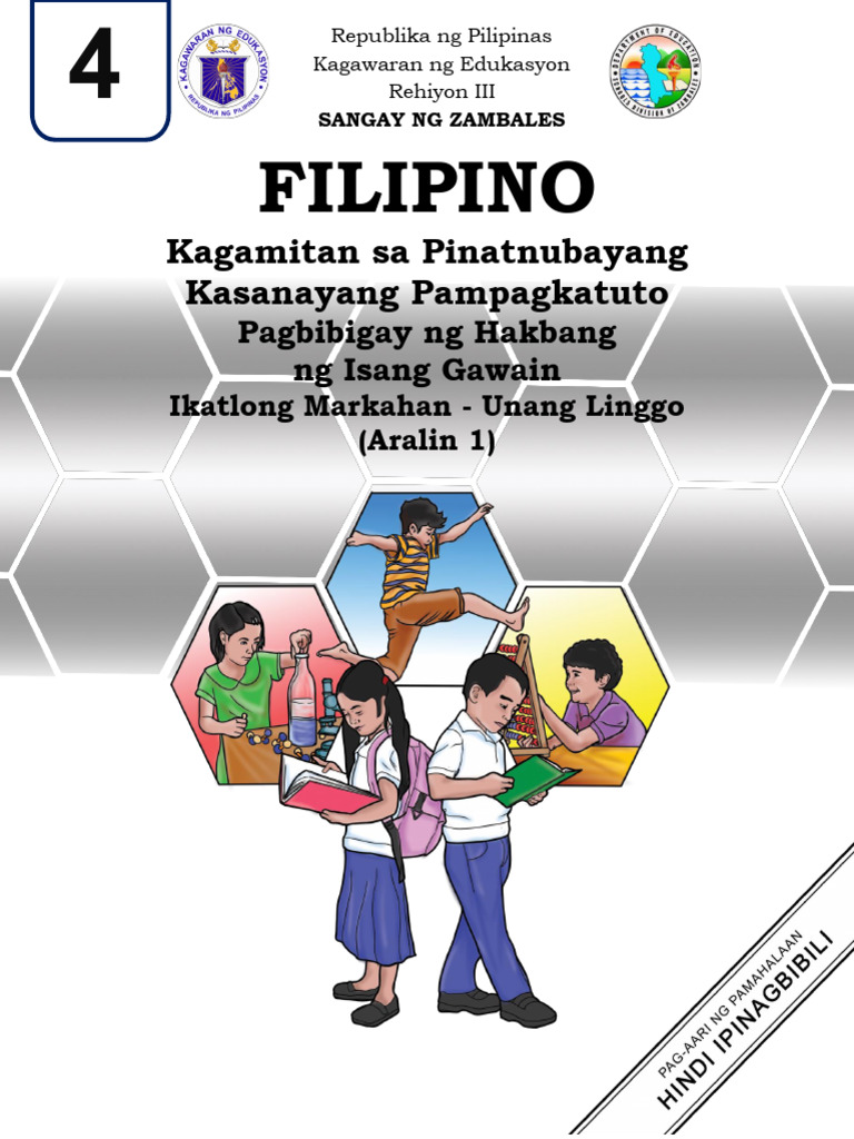 Filipino4 Q3 W1 A1 Pagbibigay NG Hakbang Sa Isang Gawain FINAL | PDF