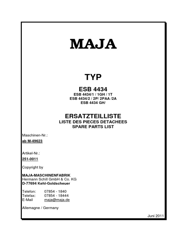 Maja ESB 4434 Skinner | PDF | Gear | Mechanical Engineering