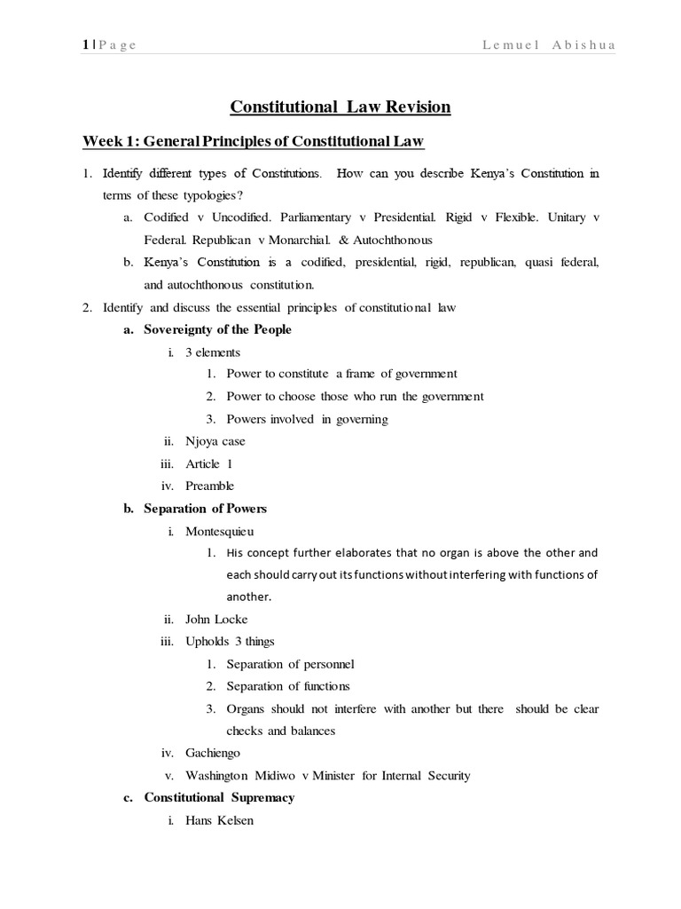 Constitutional Law Notes | PDF | Human Rights | Constitution
