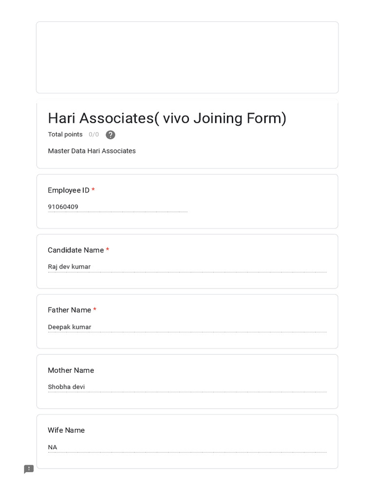Hari Associates (Vivo Joining Form) | PDF
