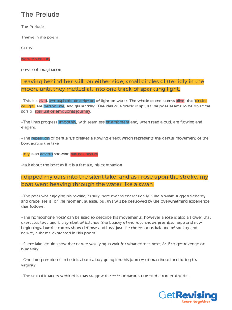 The Prelude | PDF | Poetry