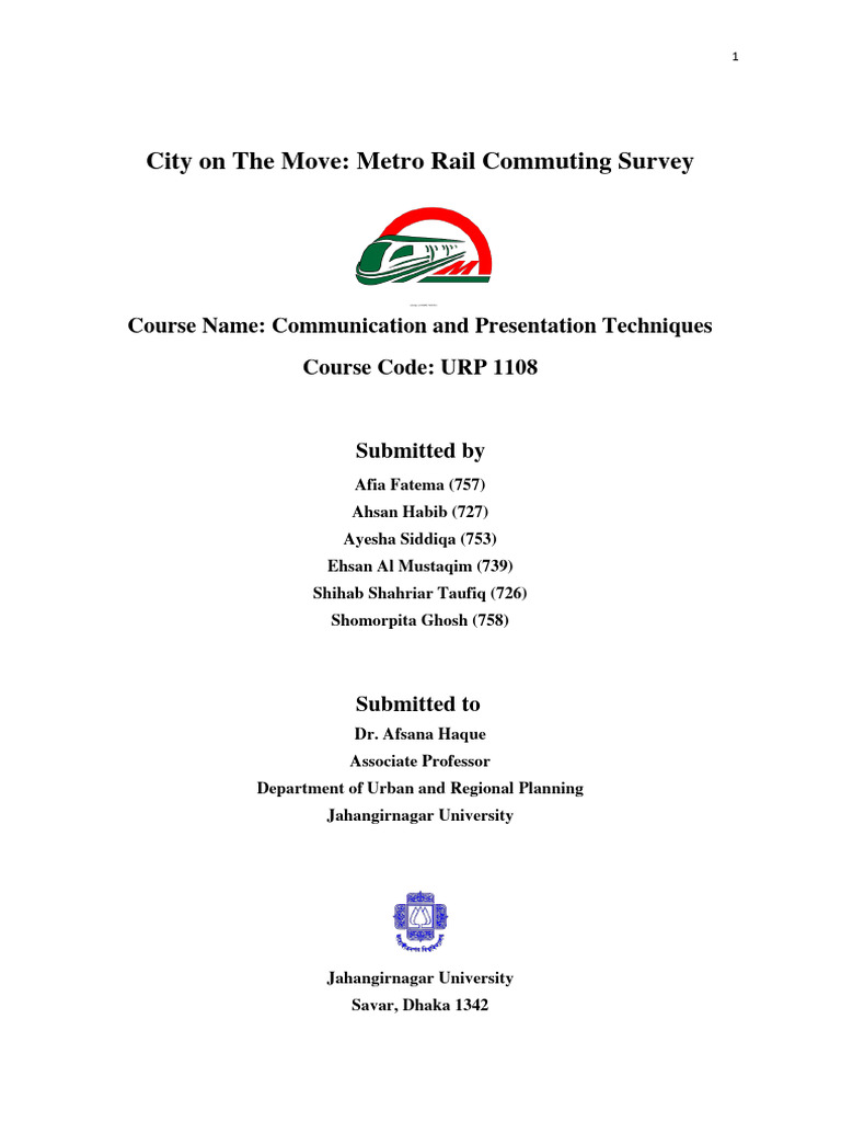 Metro Rail Commuting Insights in Dhaka | PDF | Rapid Transit | Public ...