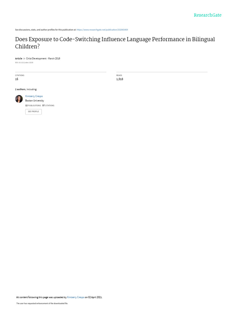 Does Exposure To Code-Switching Influence Language | PDF ...