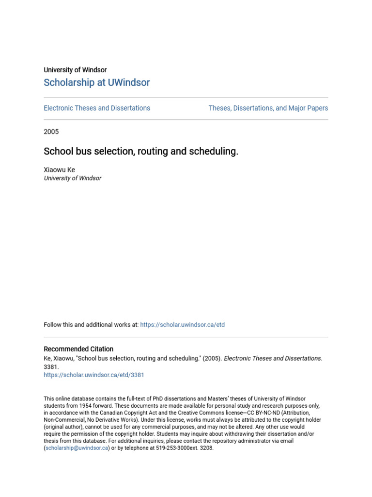 School Bus Selection Routing and Scheduling. | PDF | Theoretical Computer Science | Applied ...