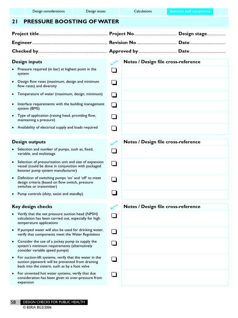 BSRIA-Check List - Cold Water | Download Free PDF | Pump | Water Heating