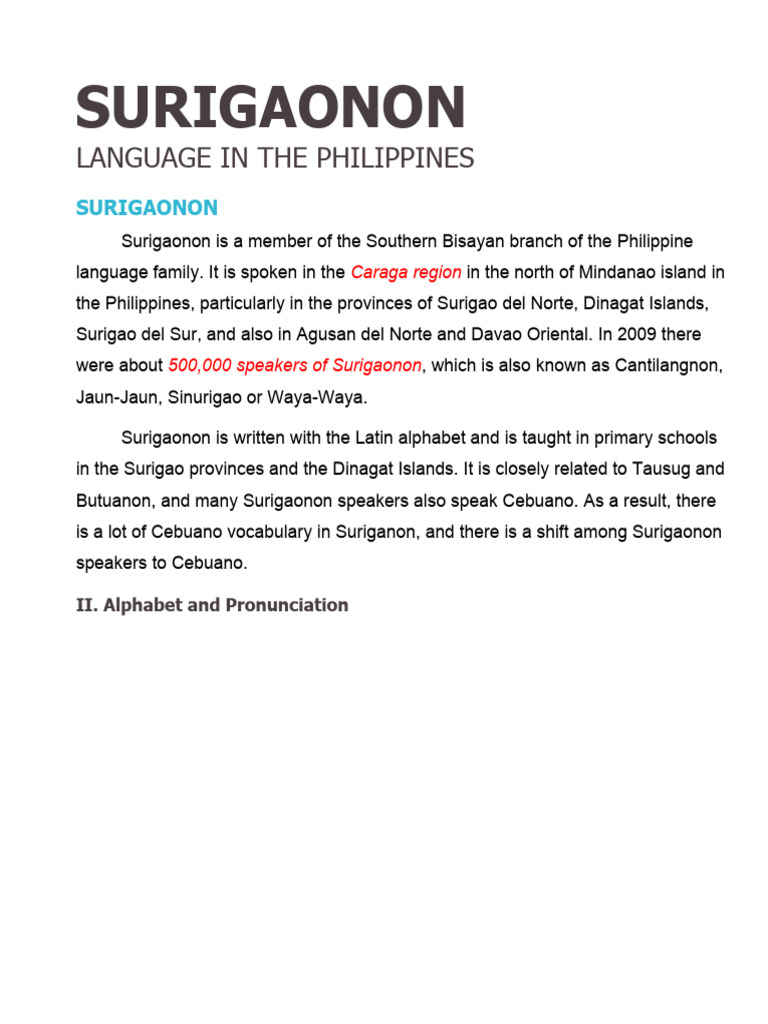 Surigaonon By MOONera | PDF | Linguistics | Languages Of Asia