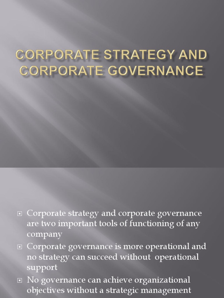 Corporate Strategy and Corporate Governance | PDF | Corporate ...