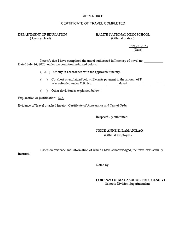 CERTIFICATE-OF-TRAVEL-COMPLETED- | PDF